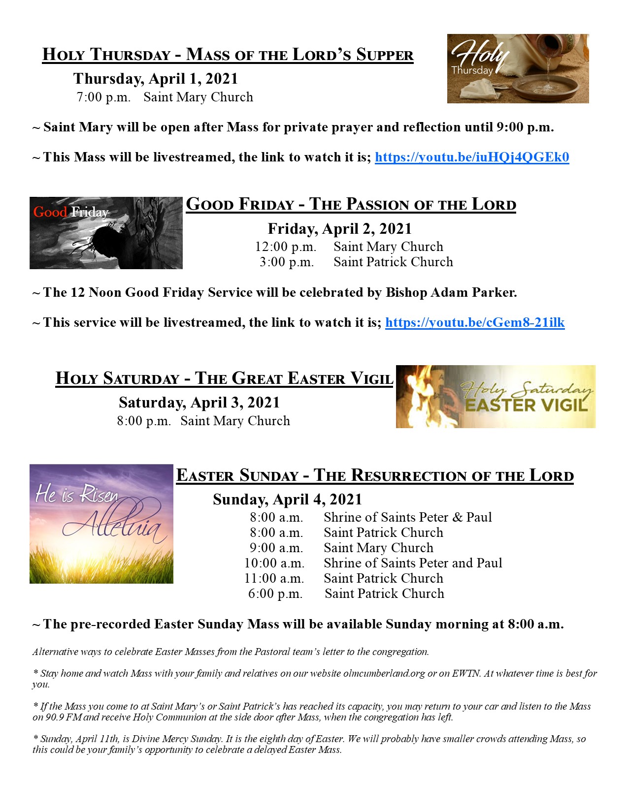 | Holy Triduum 2021Our Lady of the Mountains
